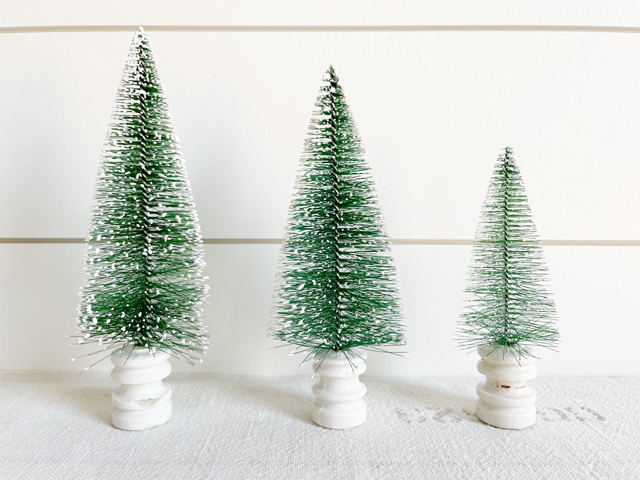 Set of Flocked Miniature Trees W/vintage Insulator Base - Etsy