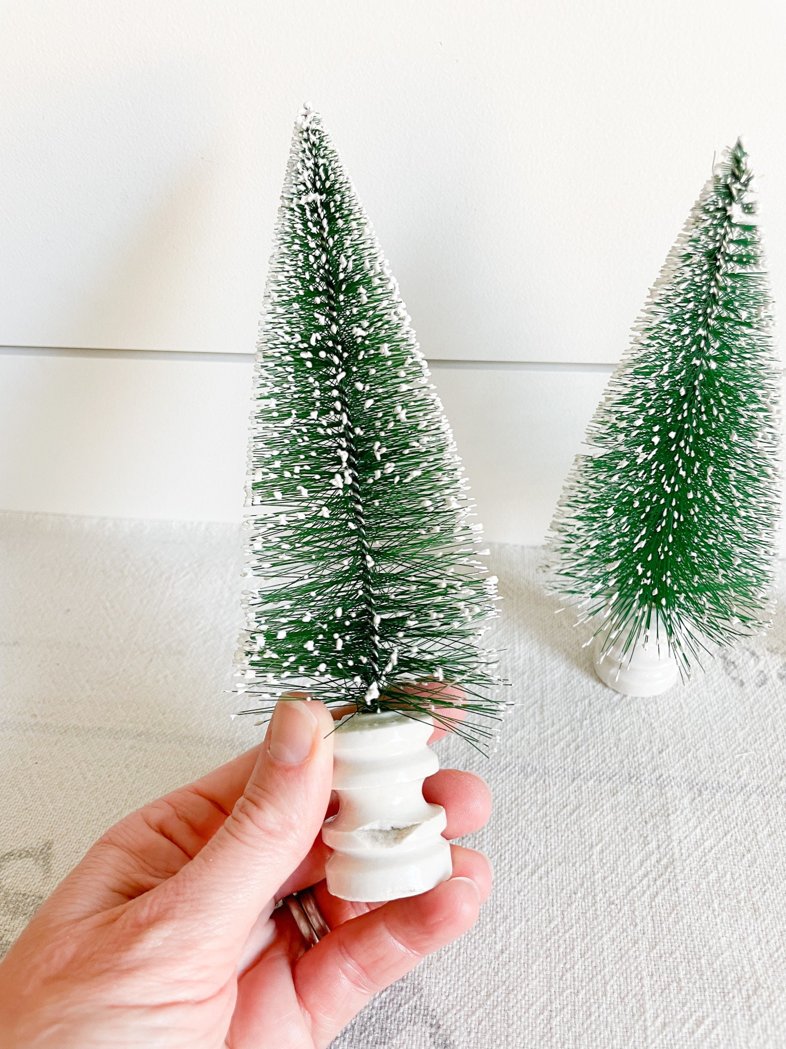 Set of Flocked Miniature Trees W/vintage Insulator Base - Etsy