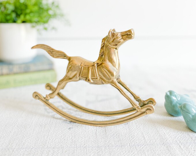 Vintage Brass Rocking Horse Solid Brass Childs Horse Figurine Brass ...