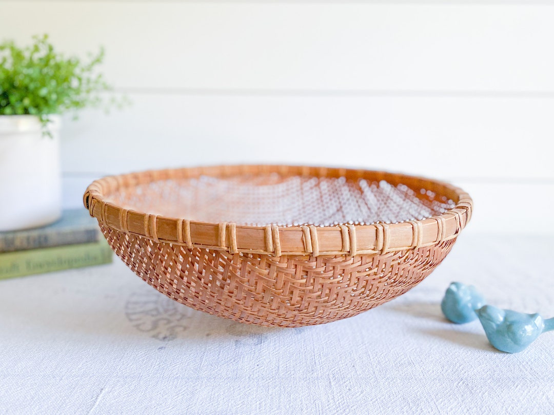 Round Bamboo Winnowing, Threshing Basket; Foraging Basket; Gathering ...