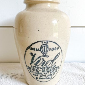 Large Virol Bone Marrow Antique English Advertising Pot; Stoneware ...
