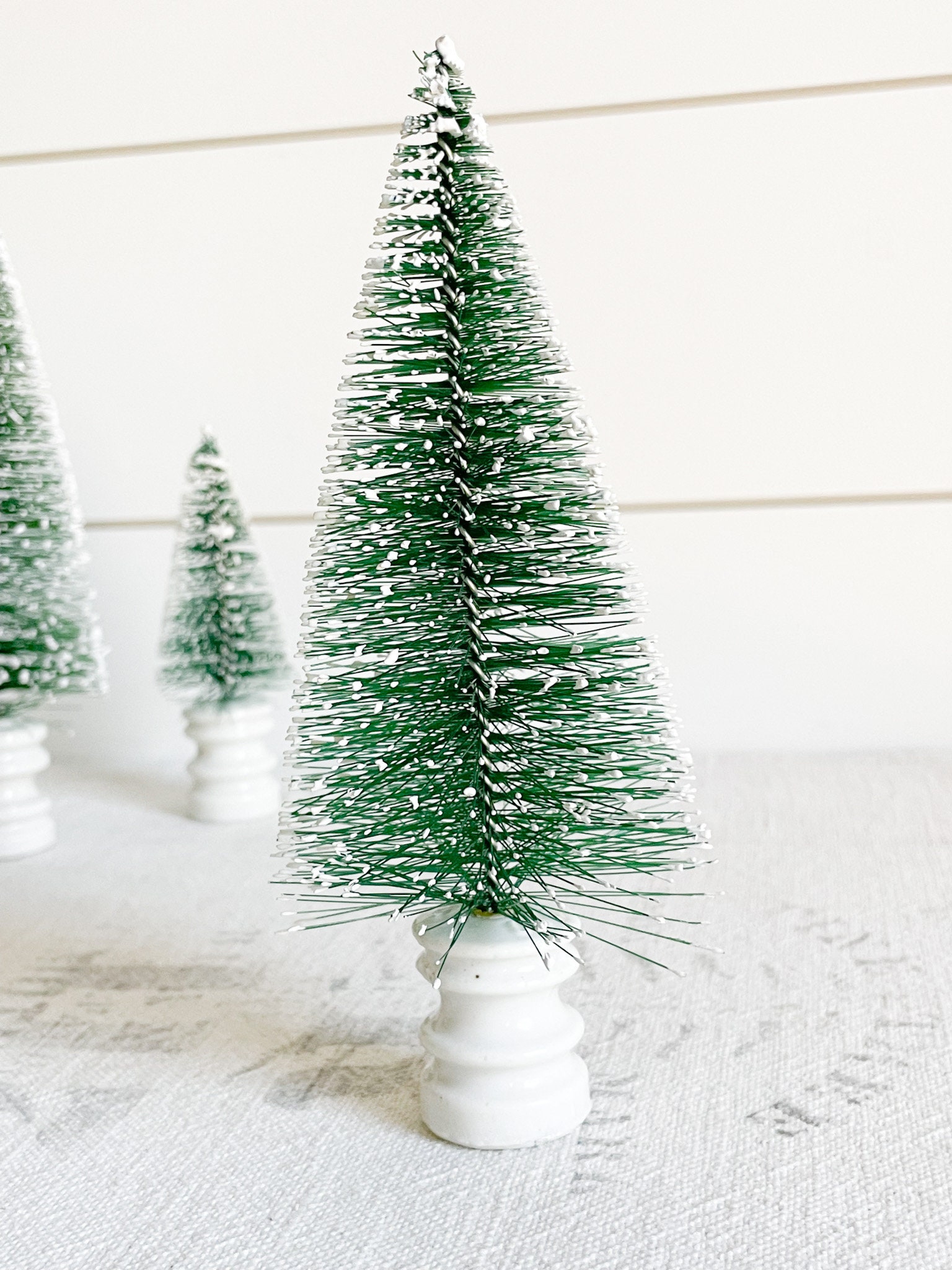 Set of Flocked Miniature Trees W/vintage Insulator Base - Etsy