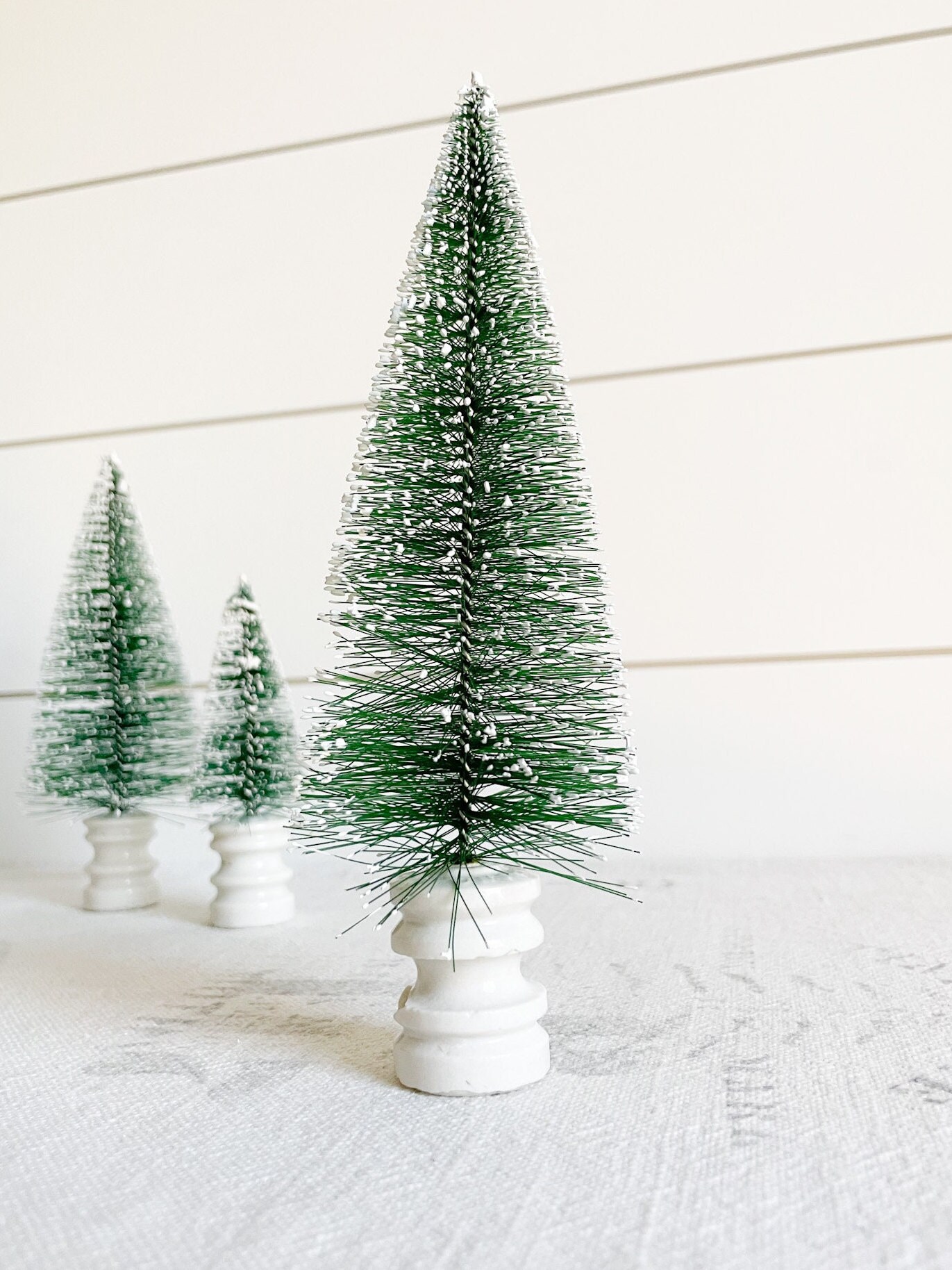 Set of Flocked Miniature Trees W/vintage Insulator Base - Etsy