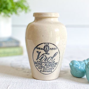 Large Virol Bone Marrow Antique English Advertising Pot; Stoneware ...