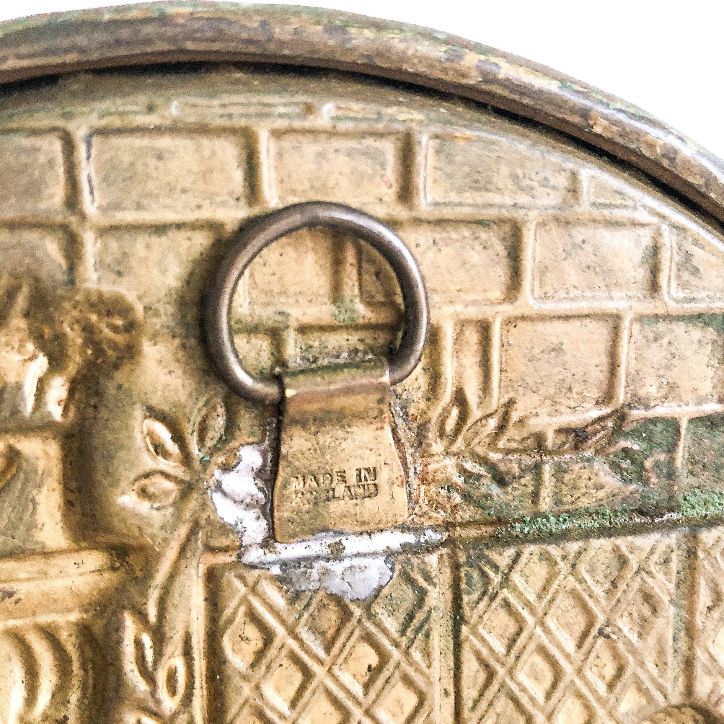 Vintage English Brass Repousse Wall Plaque; Round Embossed Brass Wall ...