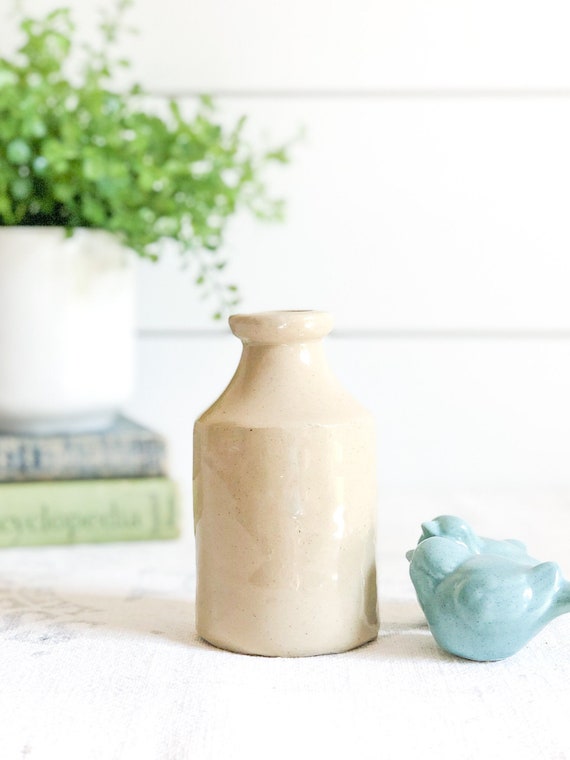 Antique Stoneware Ink Bottle Cream Stoneware Ink Pot Antique - Etsy