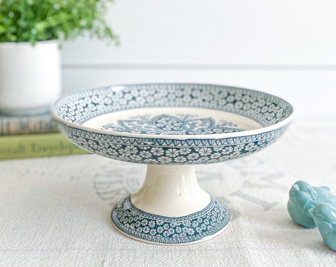 Antique Copeland Blue Transferware Compote Dish; English Ironstone ...