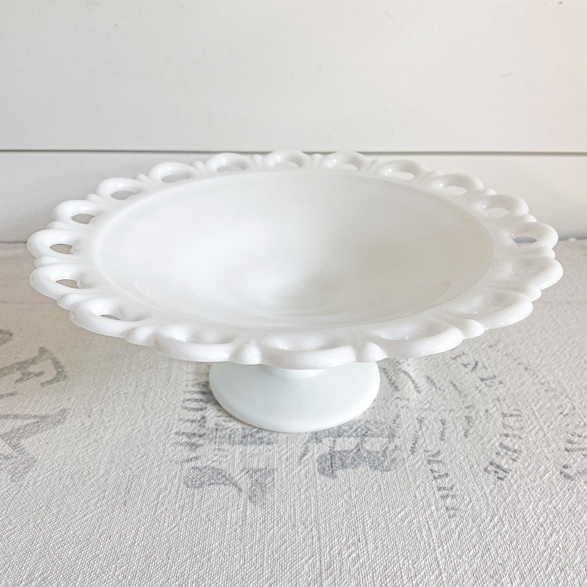 Vintage Milk Glass Open Lace-edge Compote White Glass - Etsy
