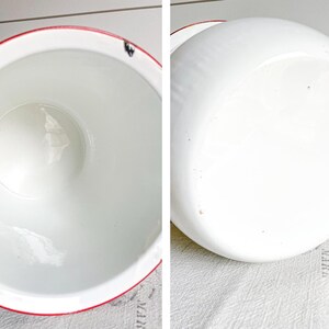Vintage White Enamel Slop Bucket; White & Red Waste Pail; Enamelware ...