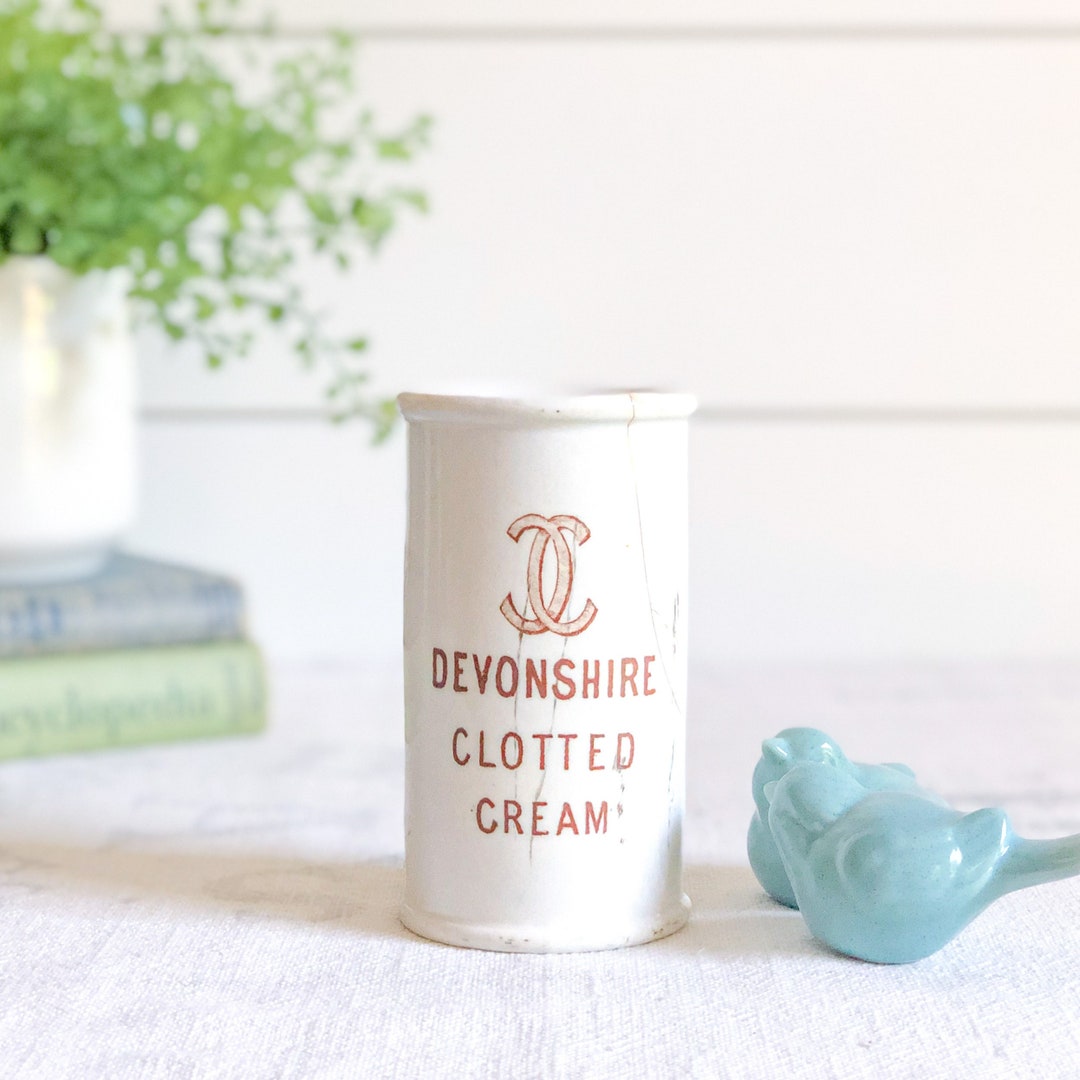RARE Antique Devonshire Clotted Cream Pot White English Advertising ...