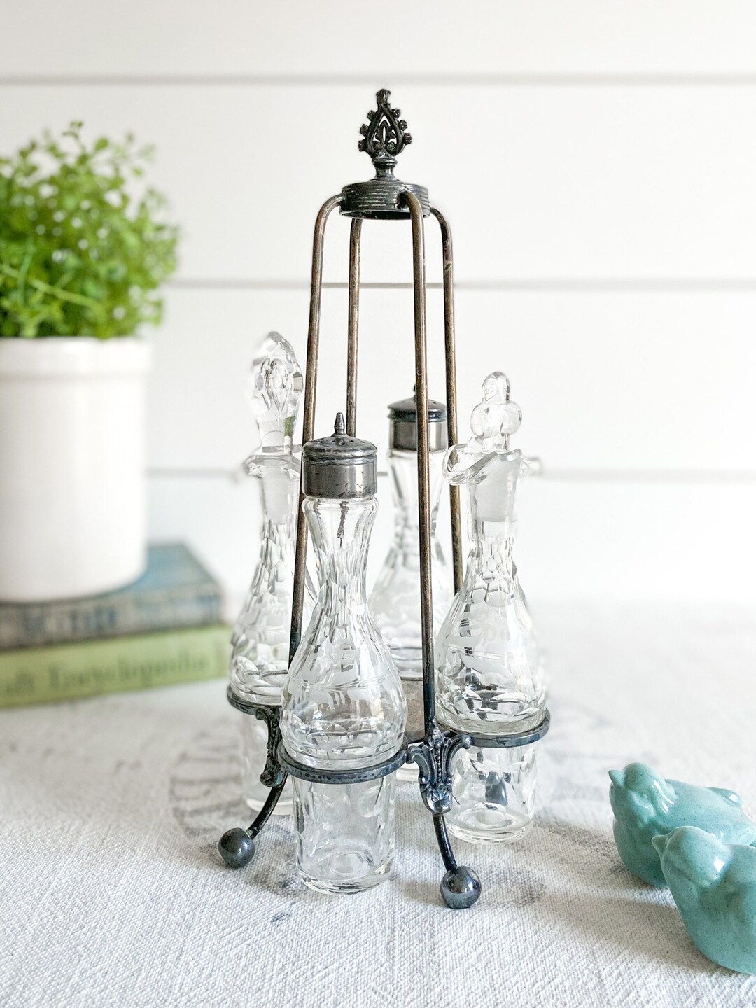 Vintage Footed Silver Cruet Set Silver Plated Castor W/ - Etsy