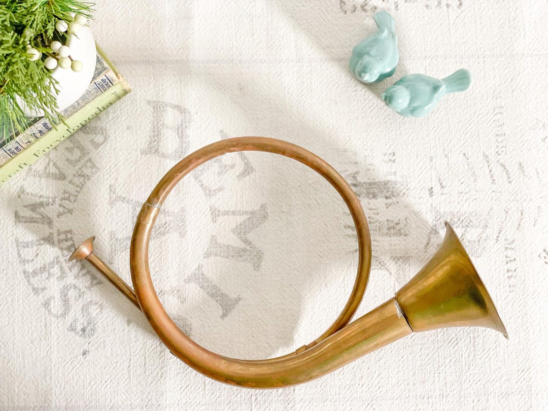 Vintage Brass Faux French Horn; Aged Brass Decorative Horn; Brass ...