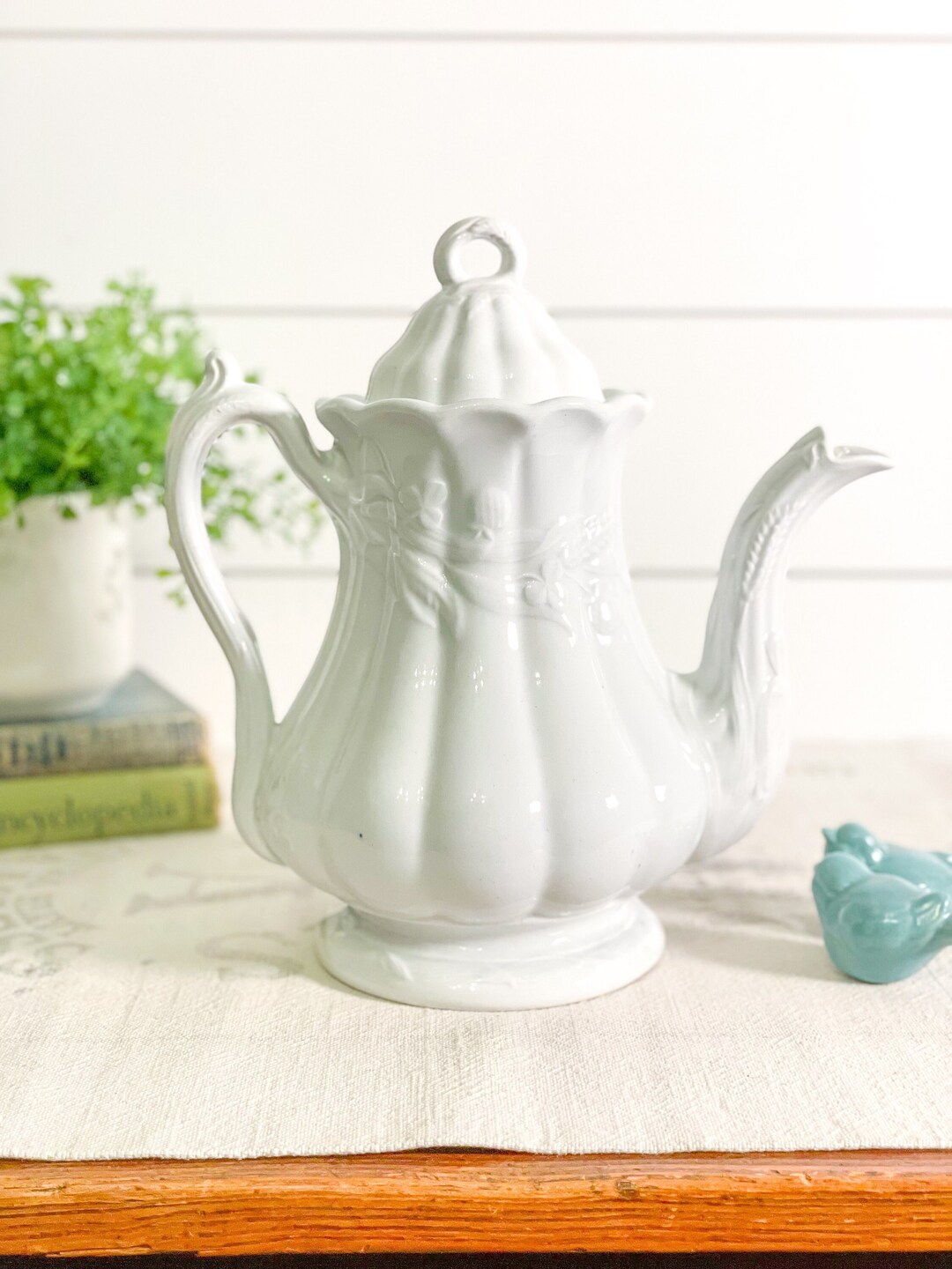 Antique Ironstone Teapot; Taylor Brothers "pearl" Pattern White ...