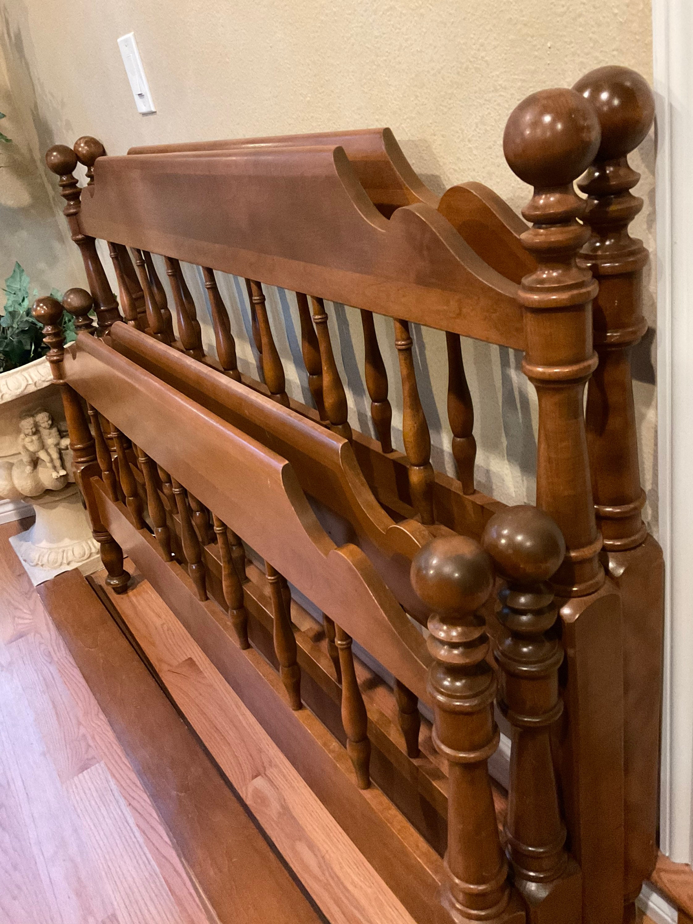 Pair of Vintage Maple Spindle. Spool Full Size Bed Frames. Farmhouse ...