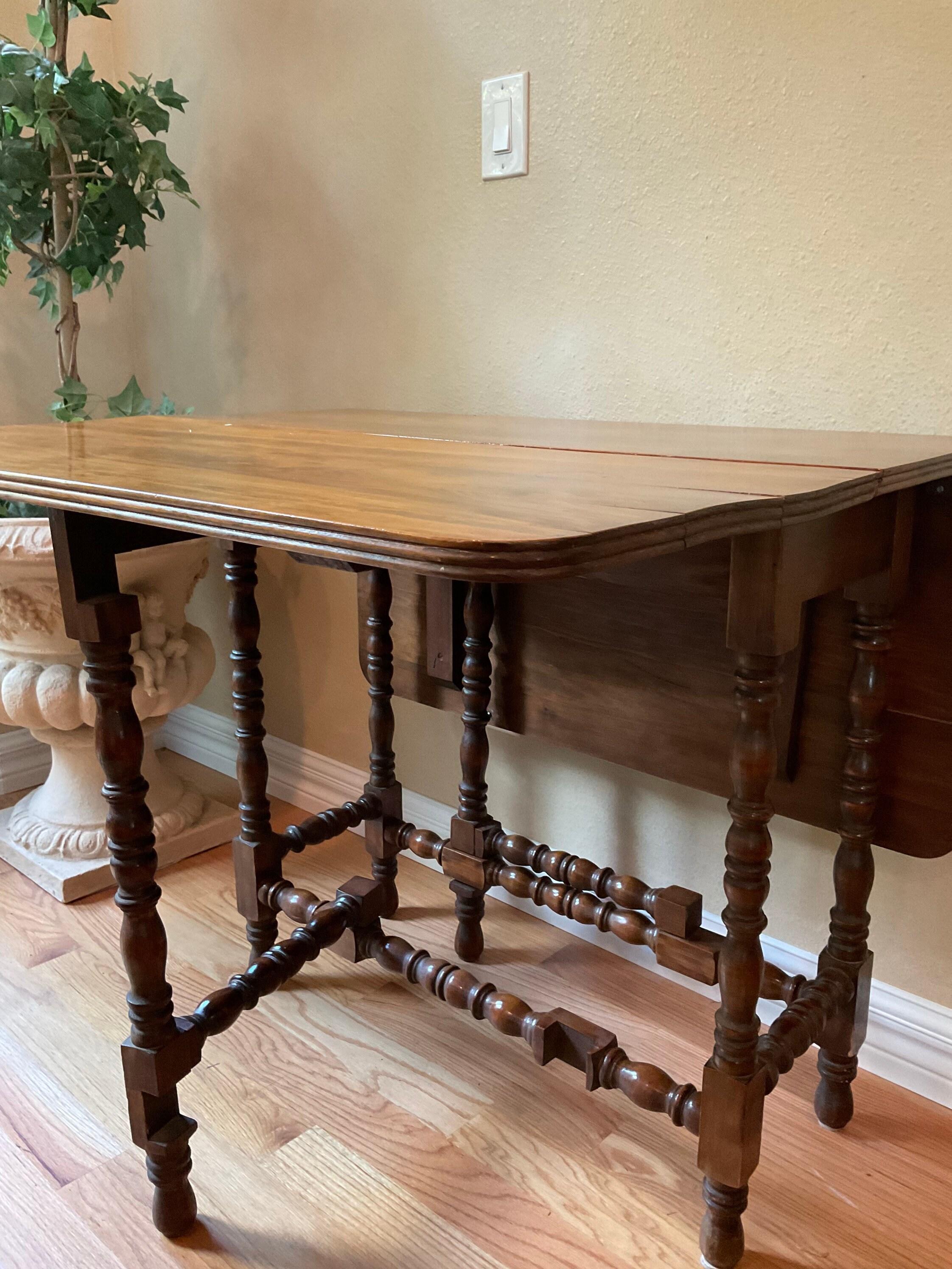 Antique English Gate Leg Table. Spindle Spool Drop Leaf Table - Etsy