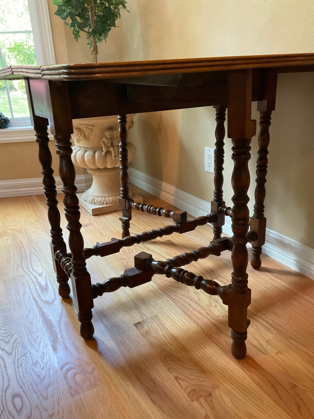 Antique English Gate Leg Table. Spindle Spool Drop Leaf Table - Etsy