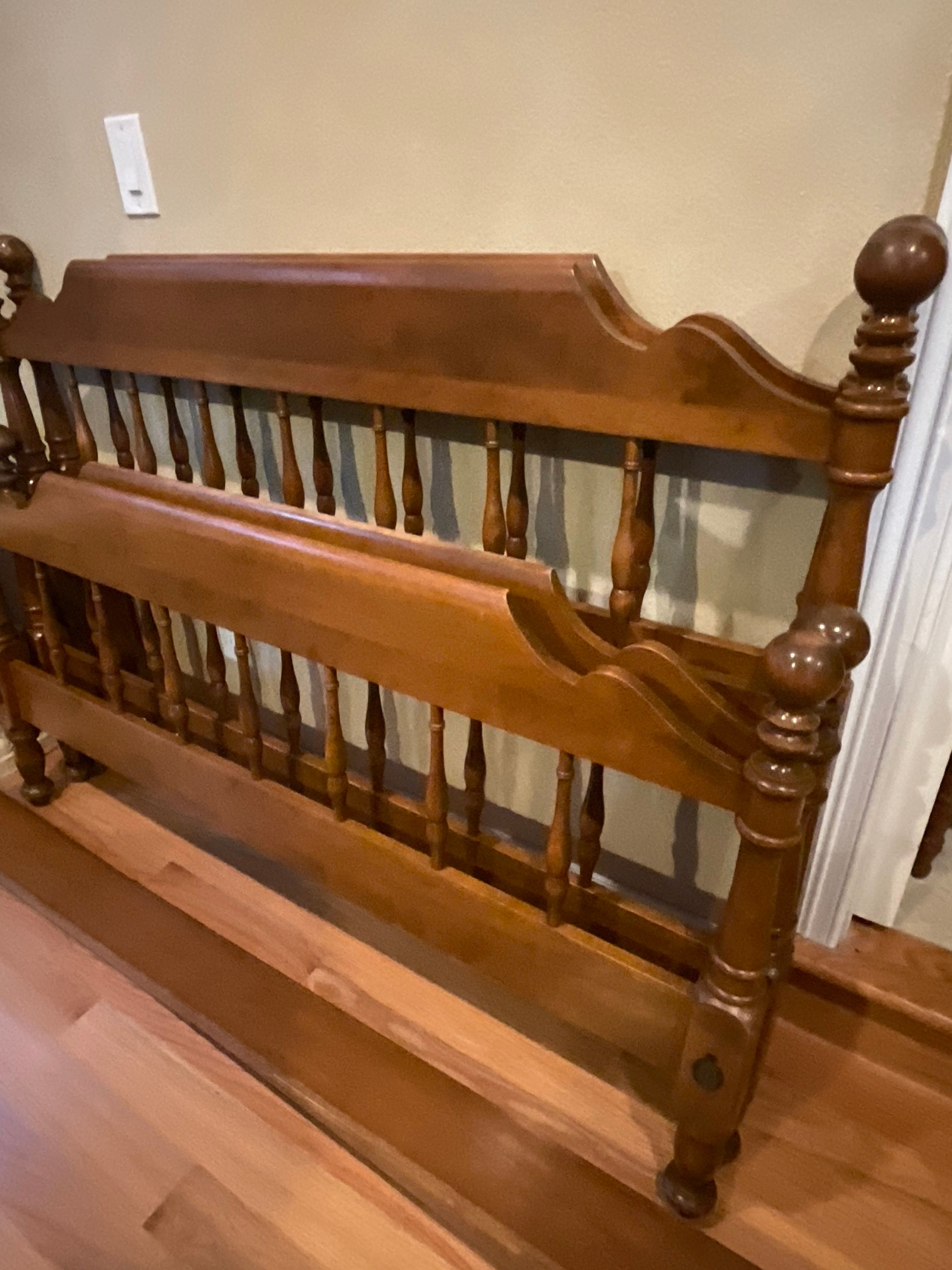 Pair of Vintage Maple Spindle. Spool Full Size Bed Frames. Farmhouse ...