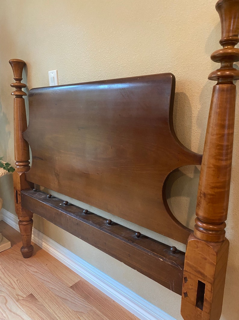 Antique Maple 4-poster Rope Bed From 1800s Antique 3/4 Size With Bell ...