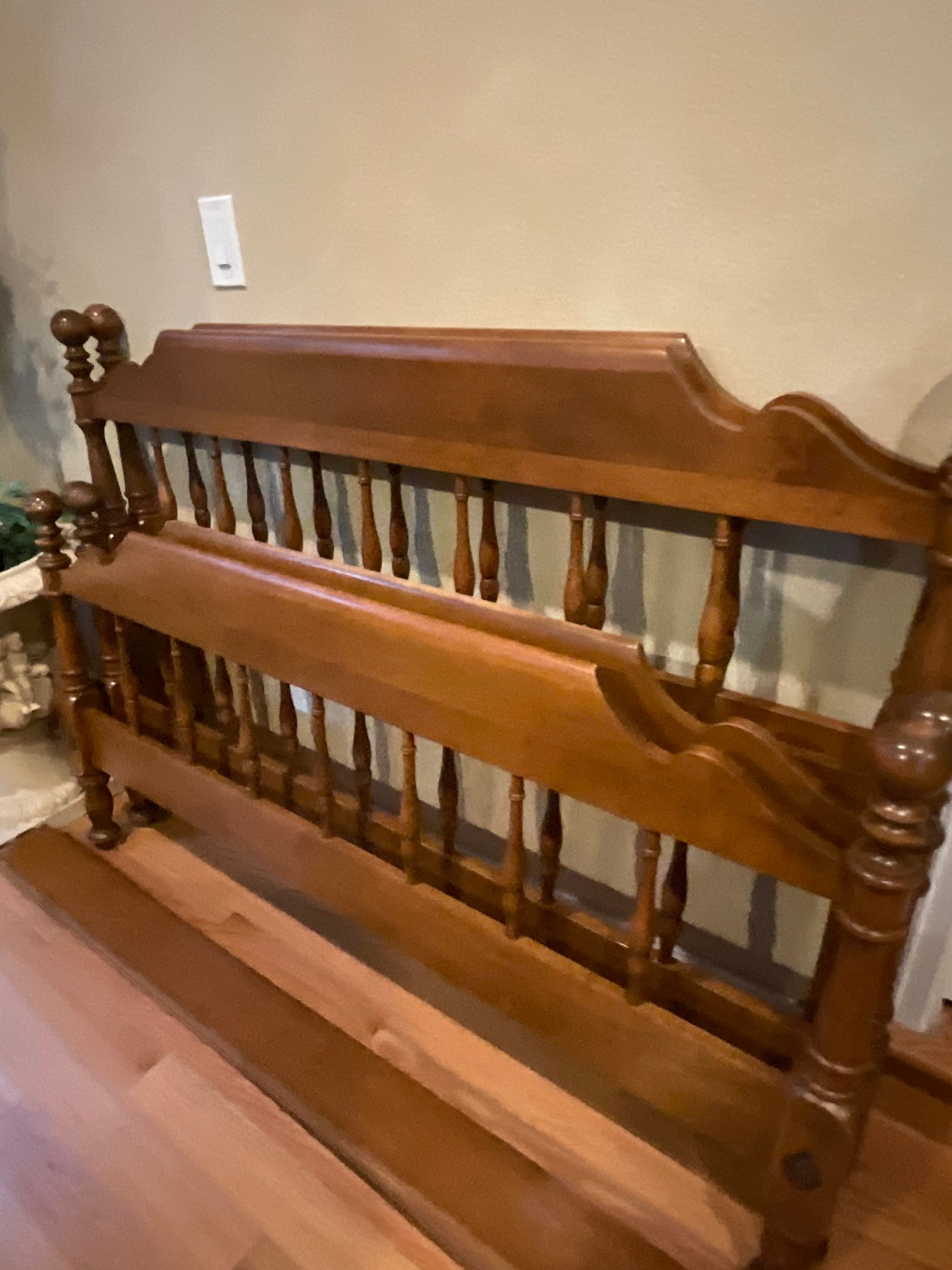 Pair of Vintage Maple Spindle. Spool Full Size Bed Frames. Farmhouse ...