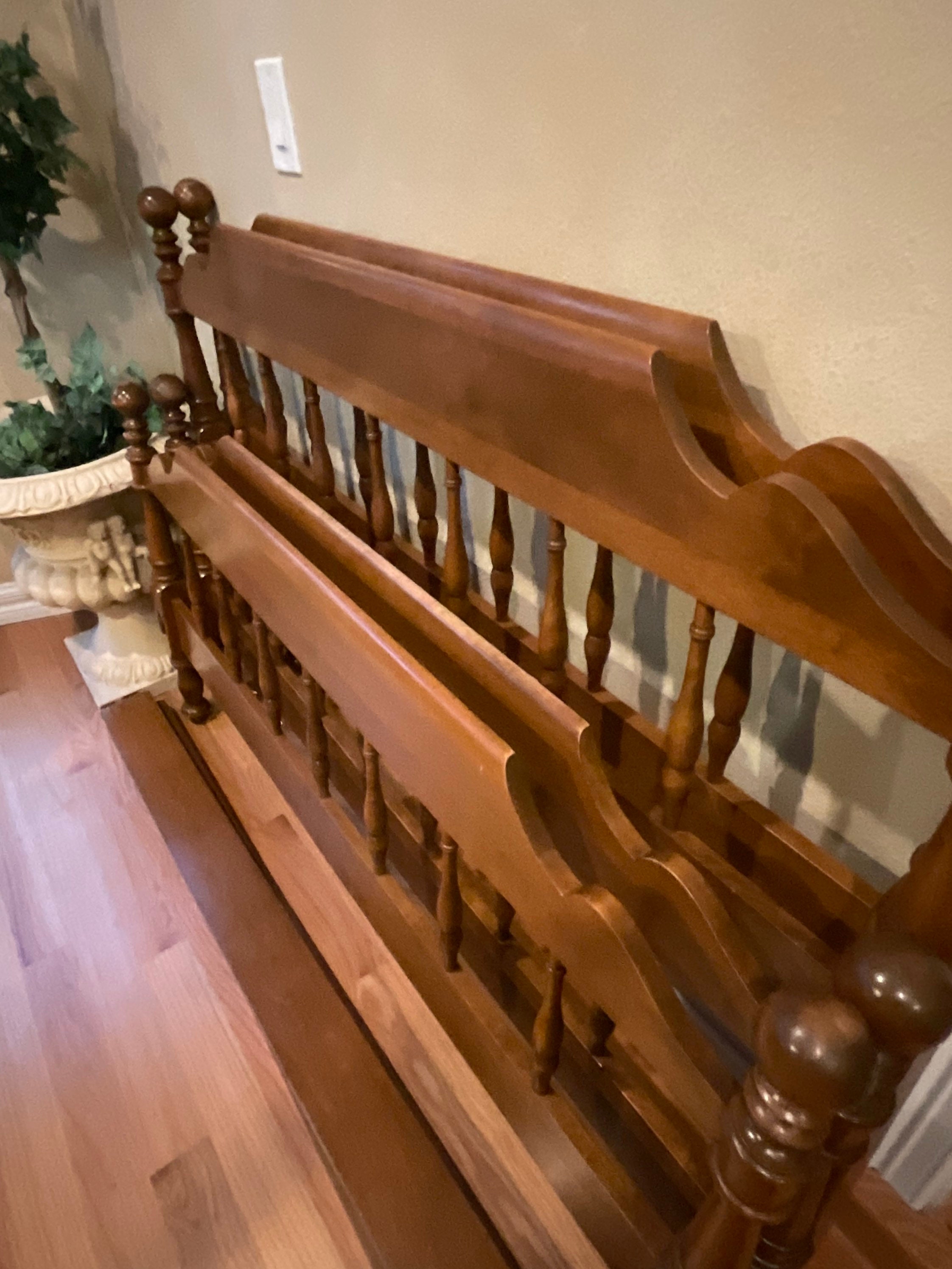 Pair of Vintage Maple Spindle. Spool Full Size Bed Frames. Farmhouse ...