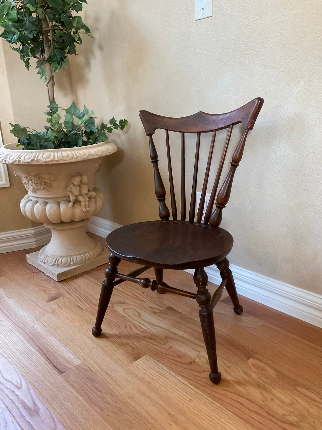Antique Spindle Spool Side Chair/stool. Antique Primitive Plank Seat ...