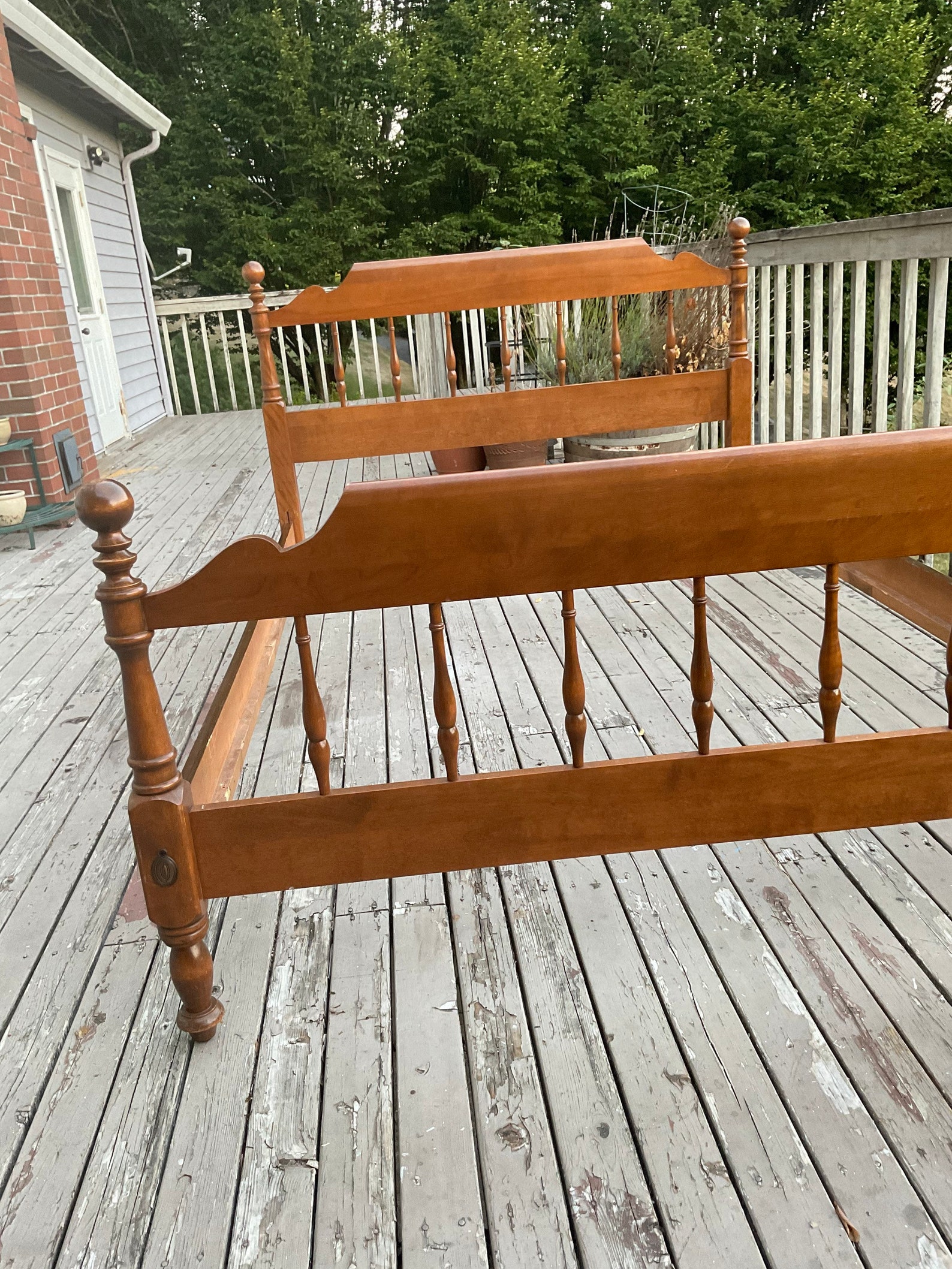 Pair of Vintage Maple Spindle. Spool Full Size Bed Frames. Farmhouse ...