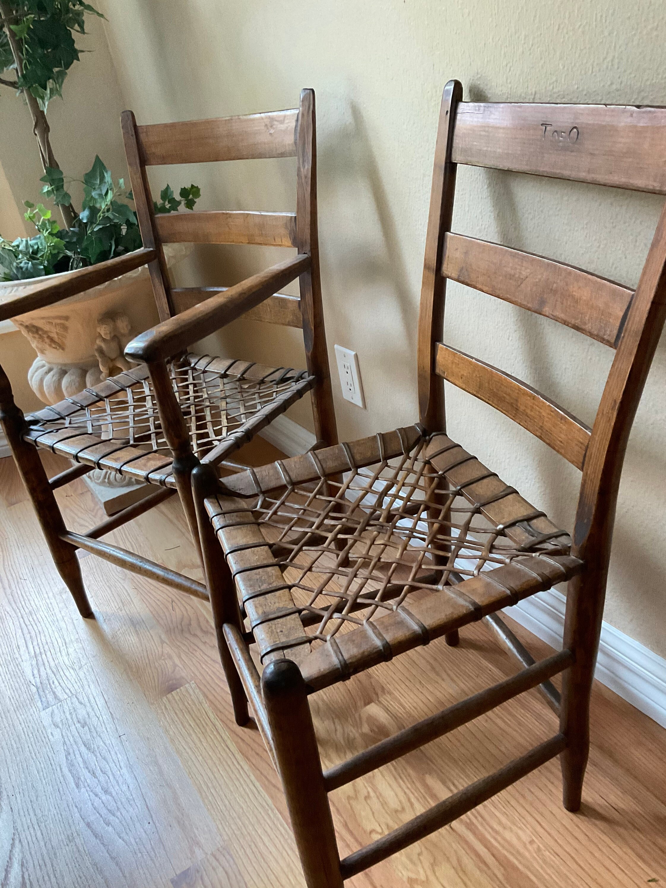 Ladder back cane bottom chairs store