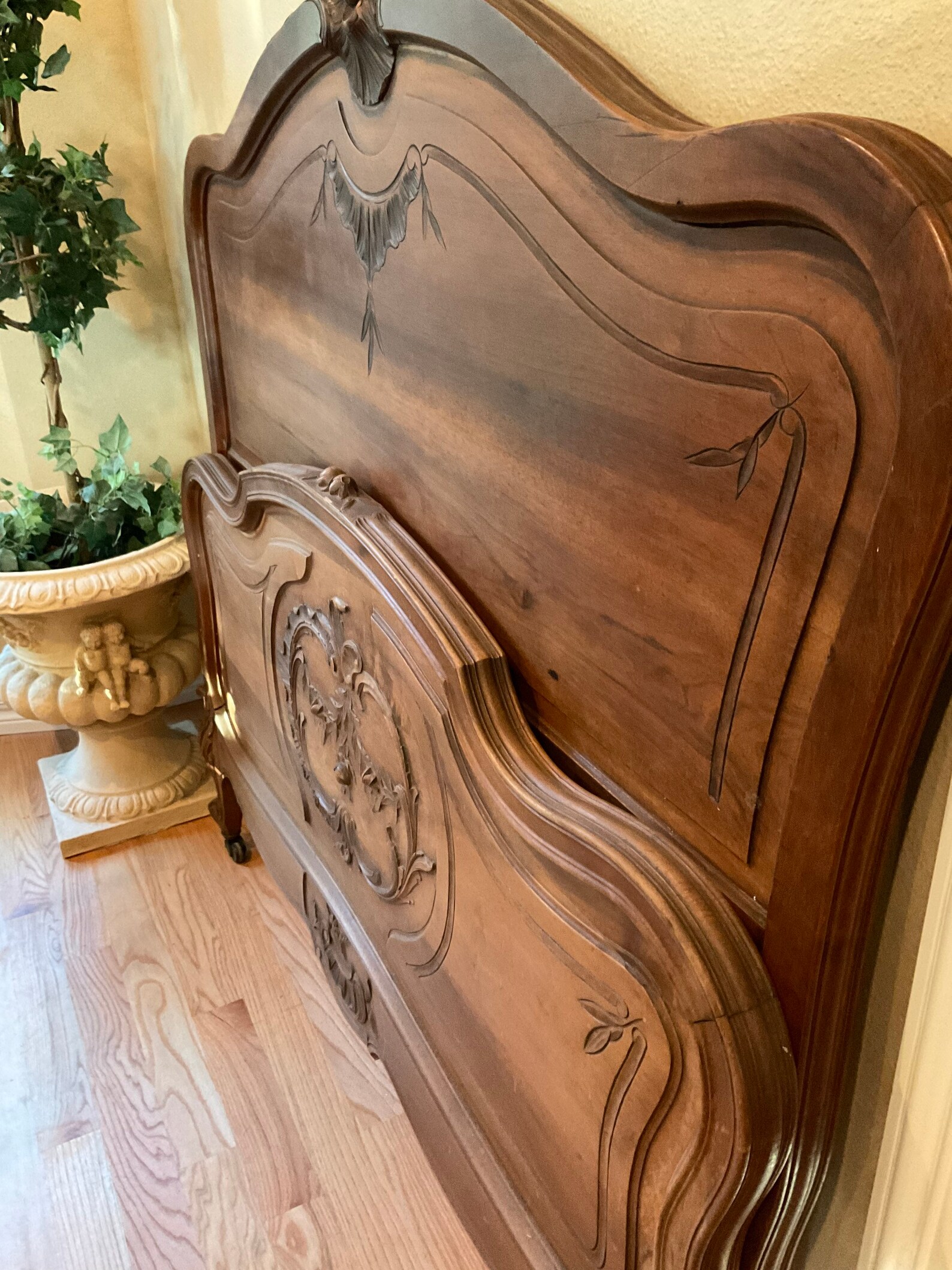 Antique Full Size French Bed Frame. French Walnut Bed Frame. Comes With ...