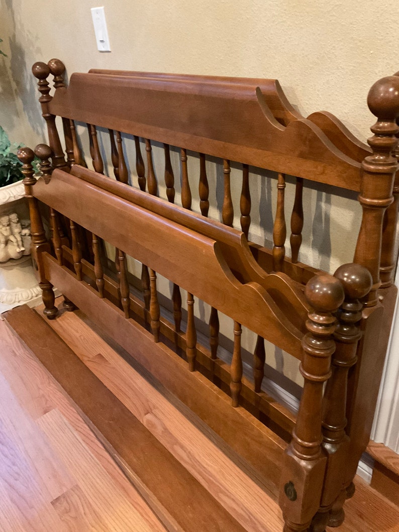 Pair of Vintage Maple Spindle. Spool Full Size Bed Frames. Farmhouse ...