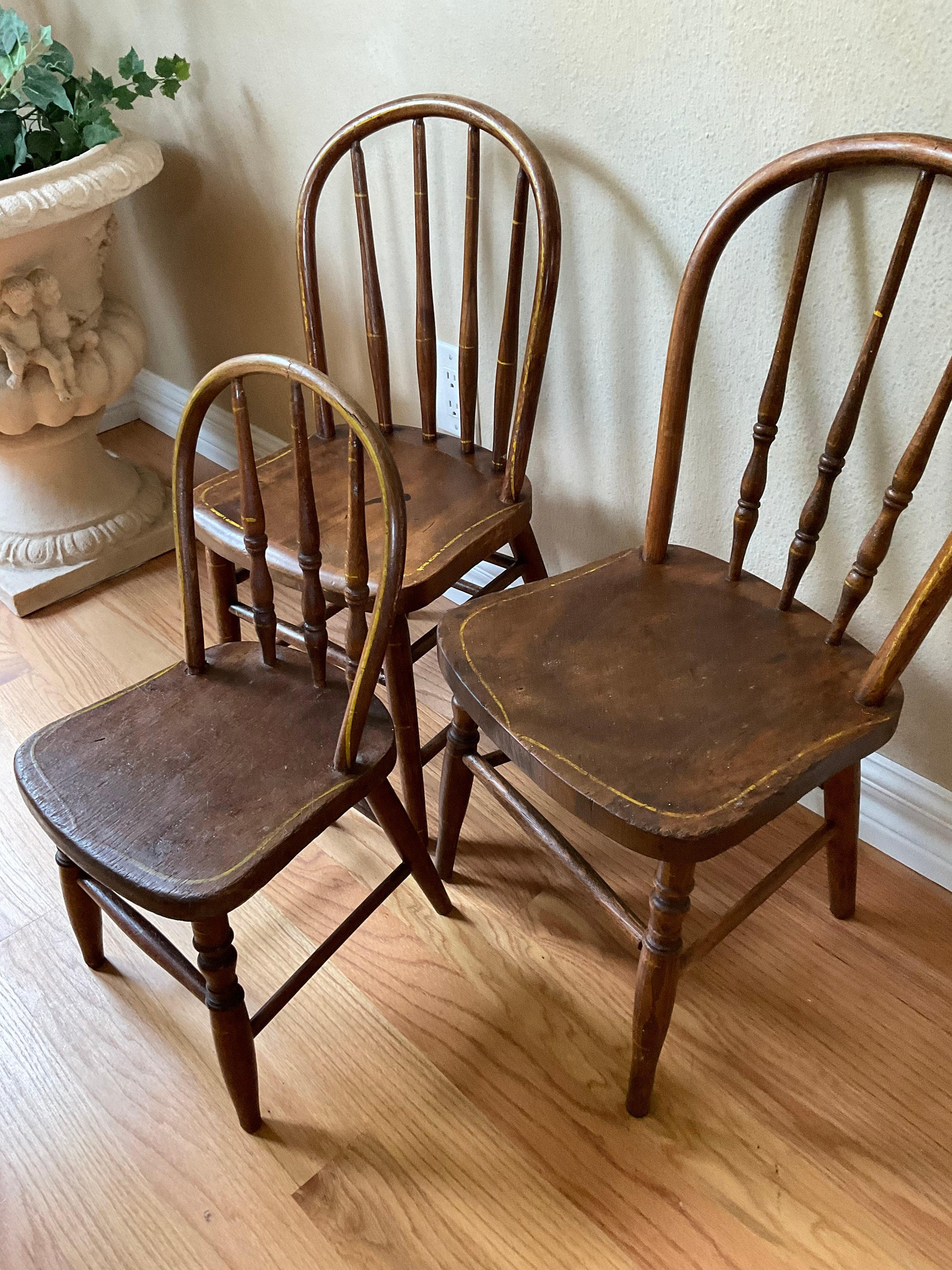 Antique Spindle Back Childs Chairs. Farmhouse Bow Back Windsor Chairs Antique Haywood wakefield Chairs. Table is Sold Separately. Etsy