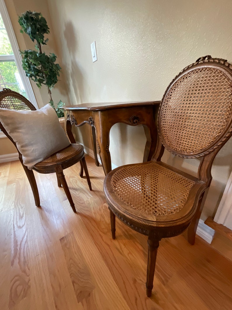 Antique French Louis Xvl Style Walnut Cane Chairs and A French Table - Etsy