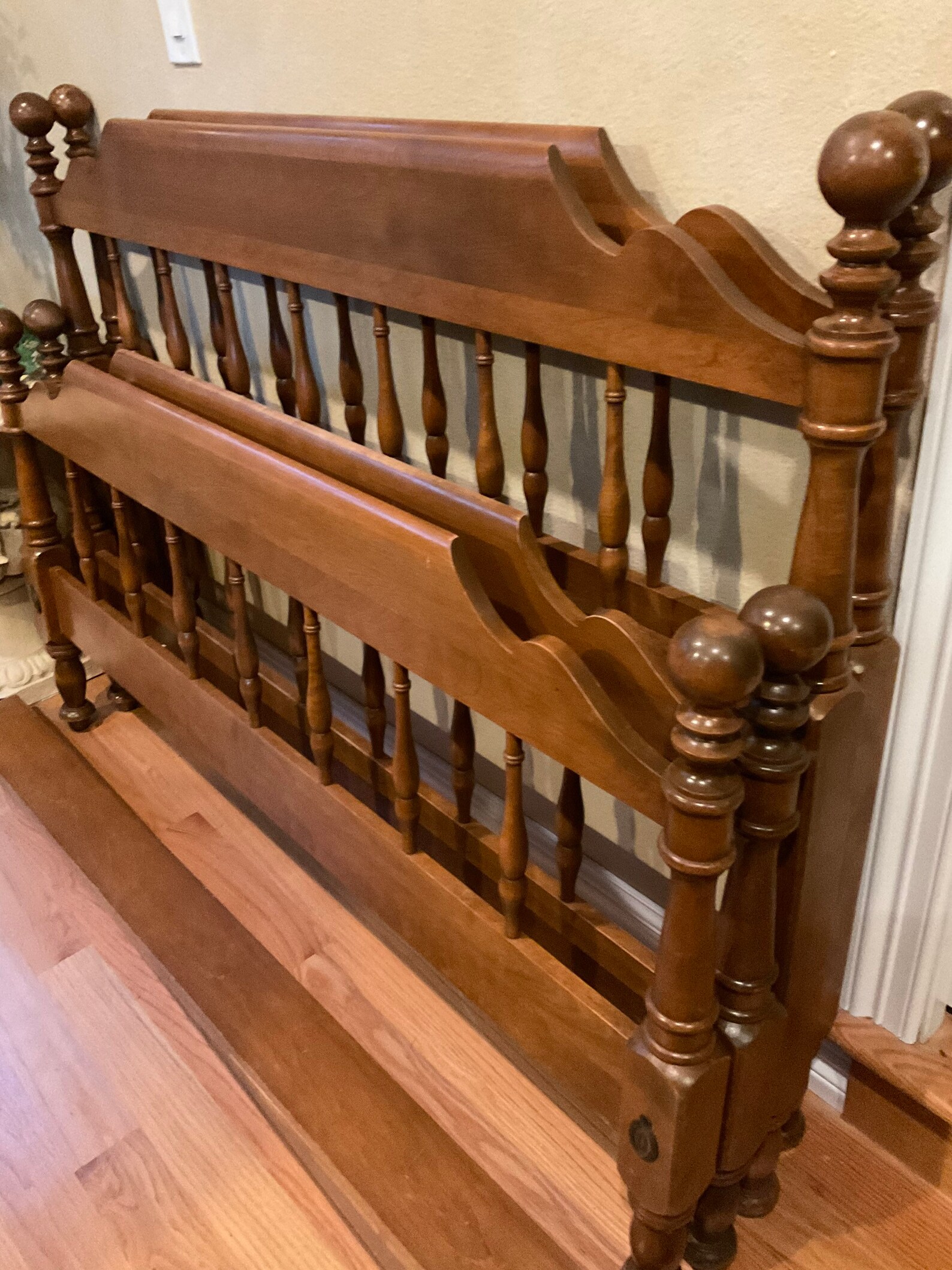 Pair of Vintage Maple Spindle. Spool Full Size Bed Frames. Farmhouse ...