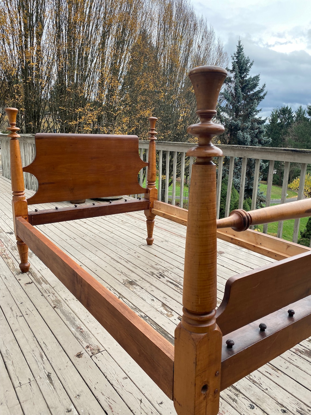 Antique Maple 4-poster Rope Bed From 1800s Antique 3/4 Size With Bell ...