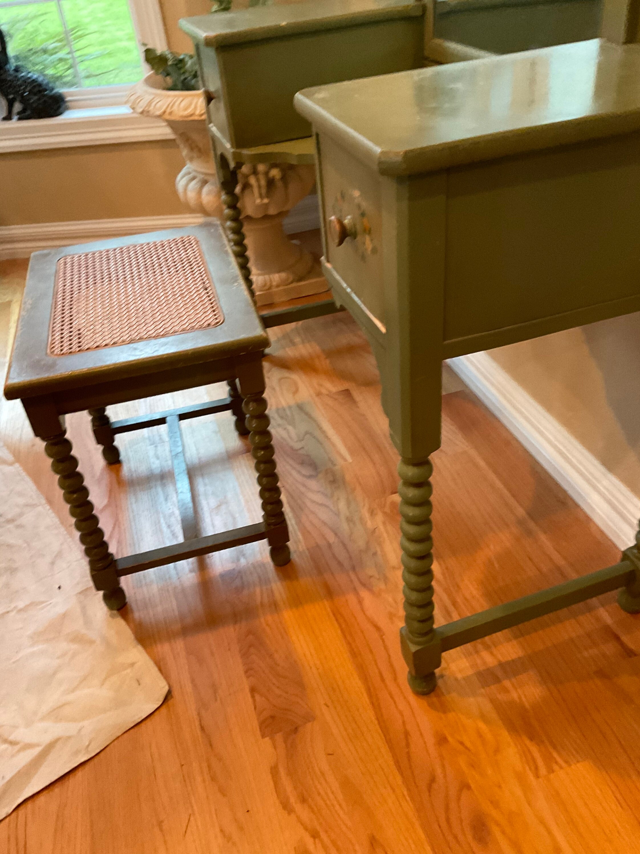 Antique Jenny Lind Vanity and Spindle Spool Bench - Etsy