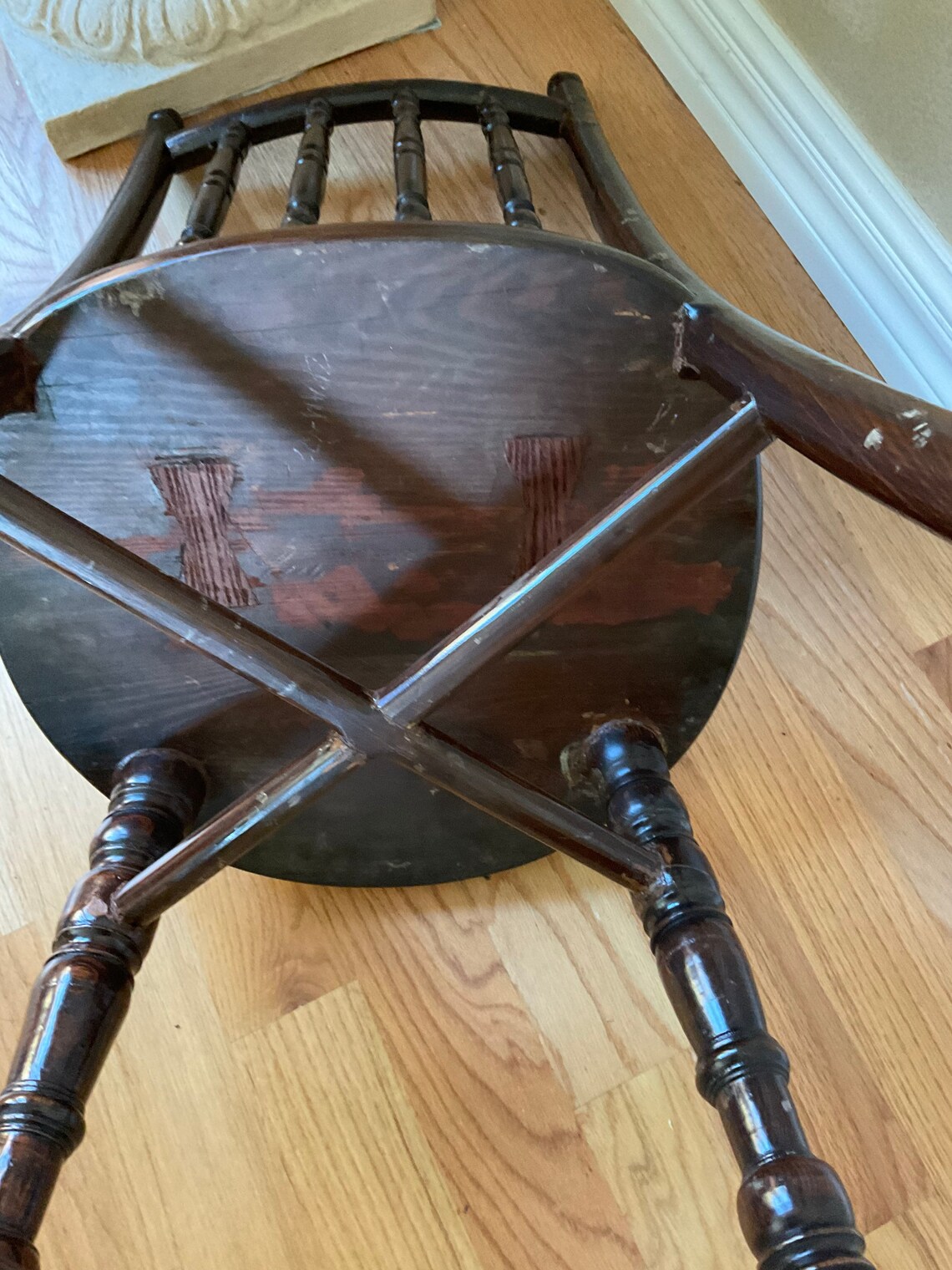 Antique English Hand Carved Hall Chair. Spindle Spool English Oak Chair ...