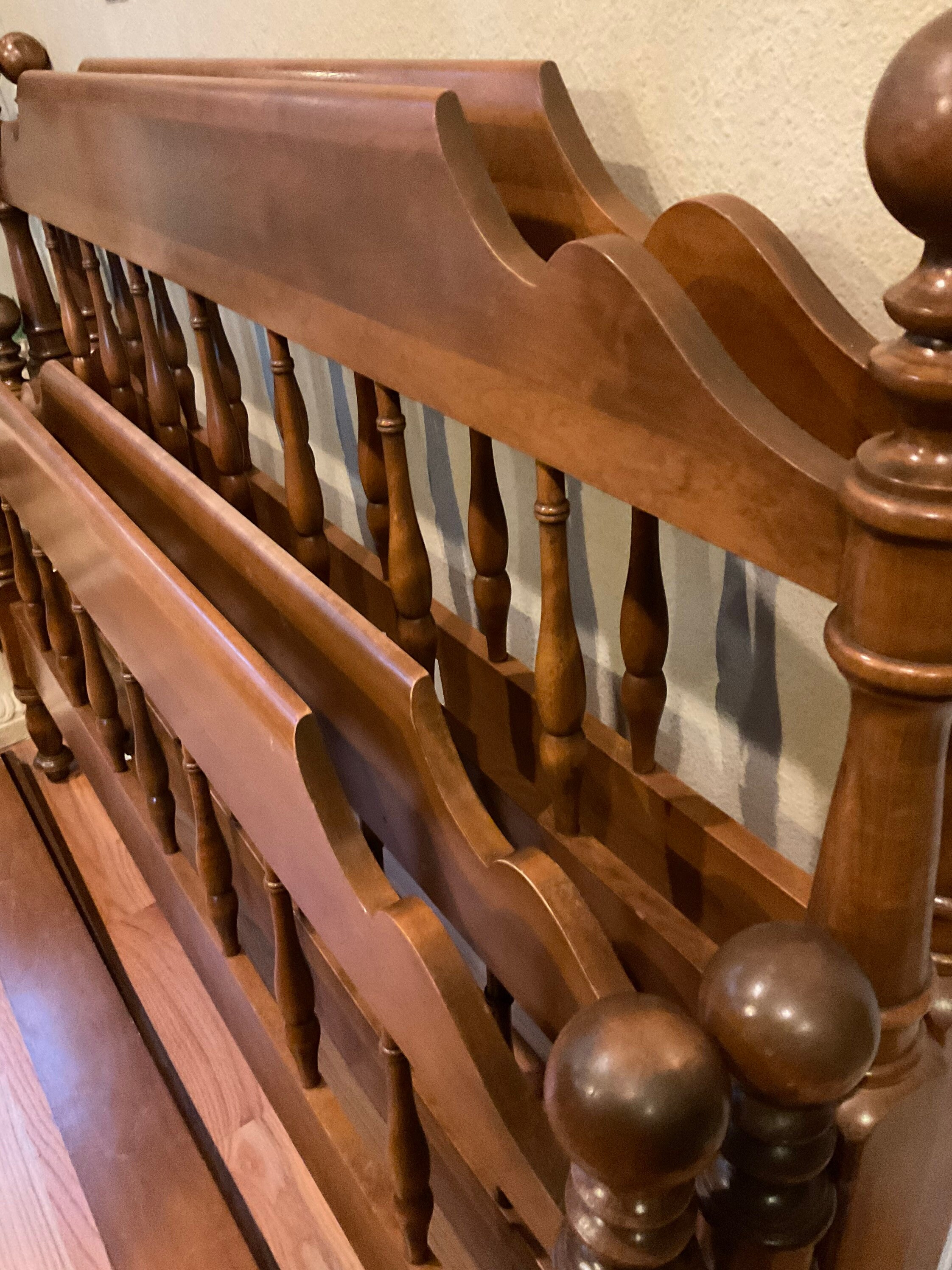 Pair of Vintage Maple Spindle. Spool Full Size Bed Frames. Farmhouse ...