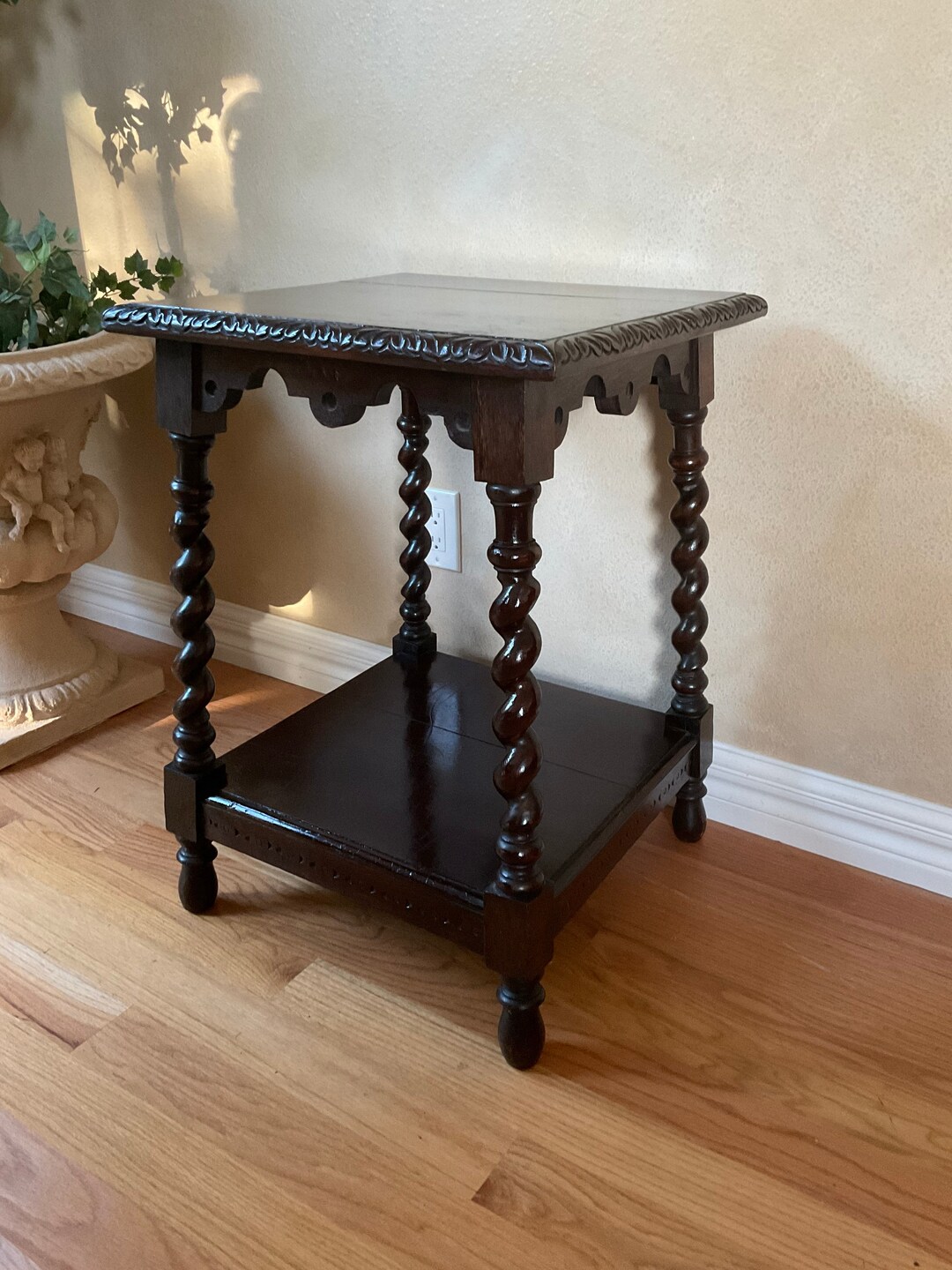 Antique English Barley Twist Side Table. English Gothic Table. Spindle ...