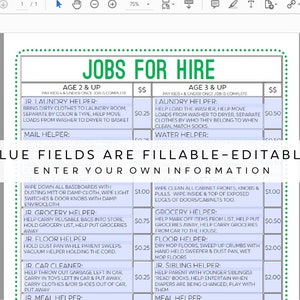 Allowance Kids Jobs for Hire ǀ Kids Commission ǀ Kids - Etsy