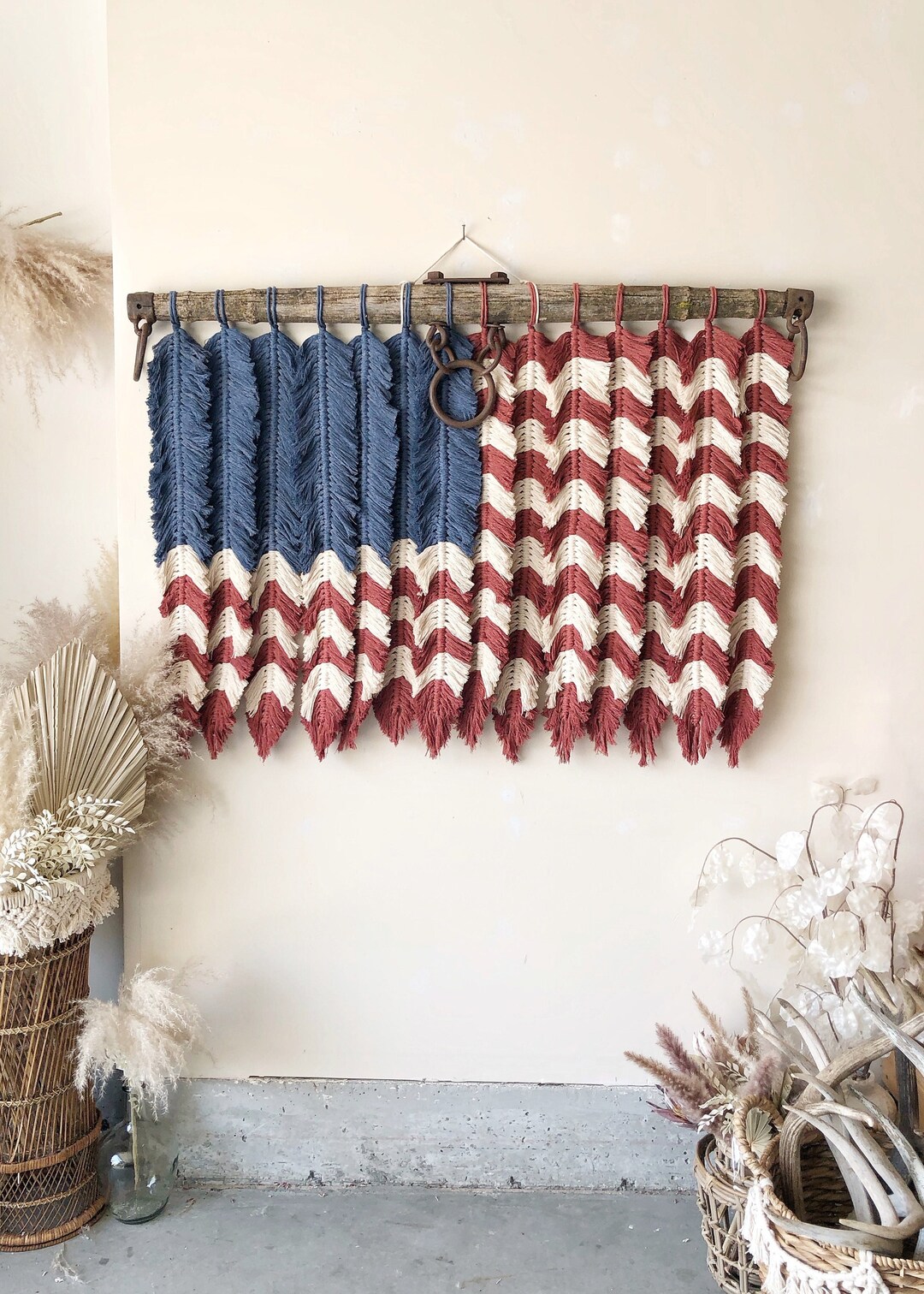 American Flag Vintage Yoke Tapestry - Etsy