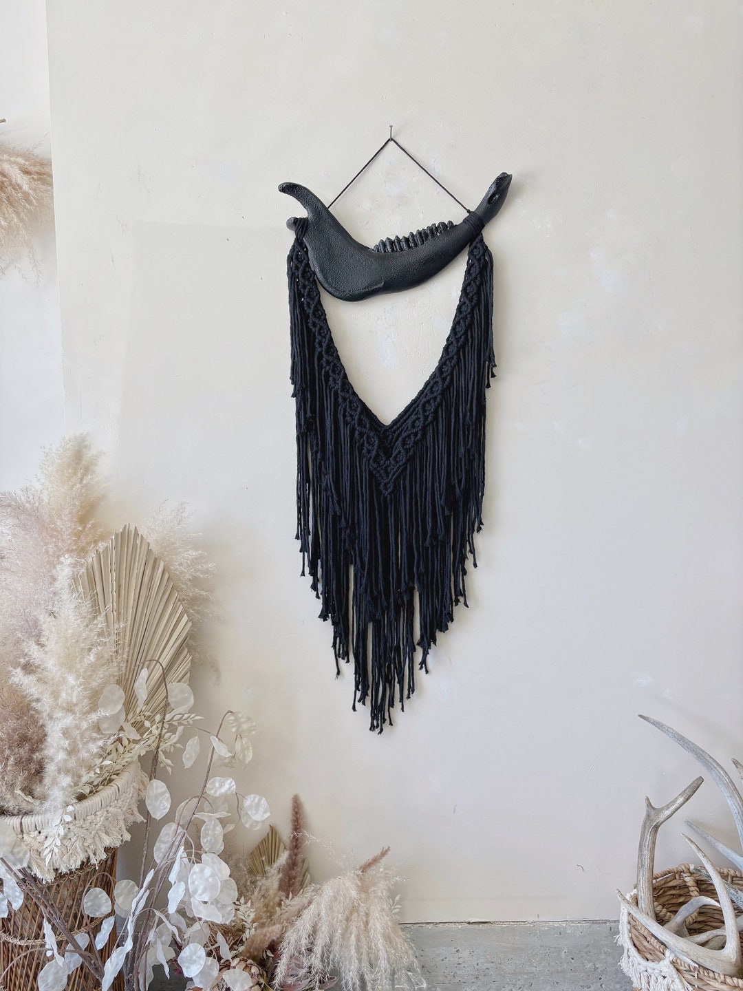 Matte Black Macrame Jaw Bone - Etsy