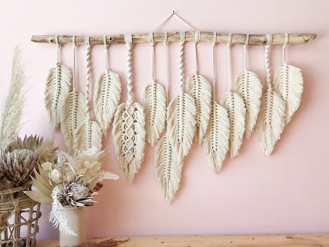 The Lauryn Macrame Feathers - Etsy