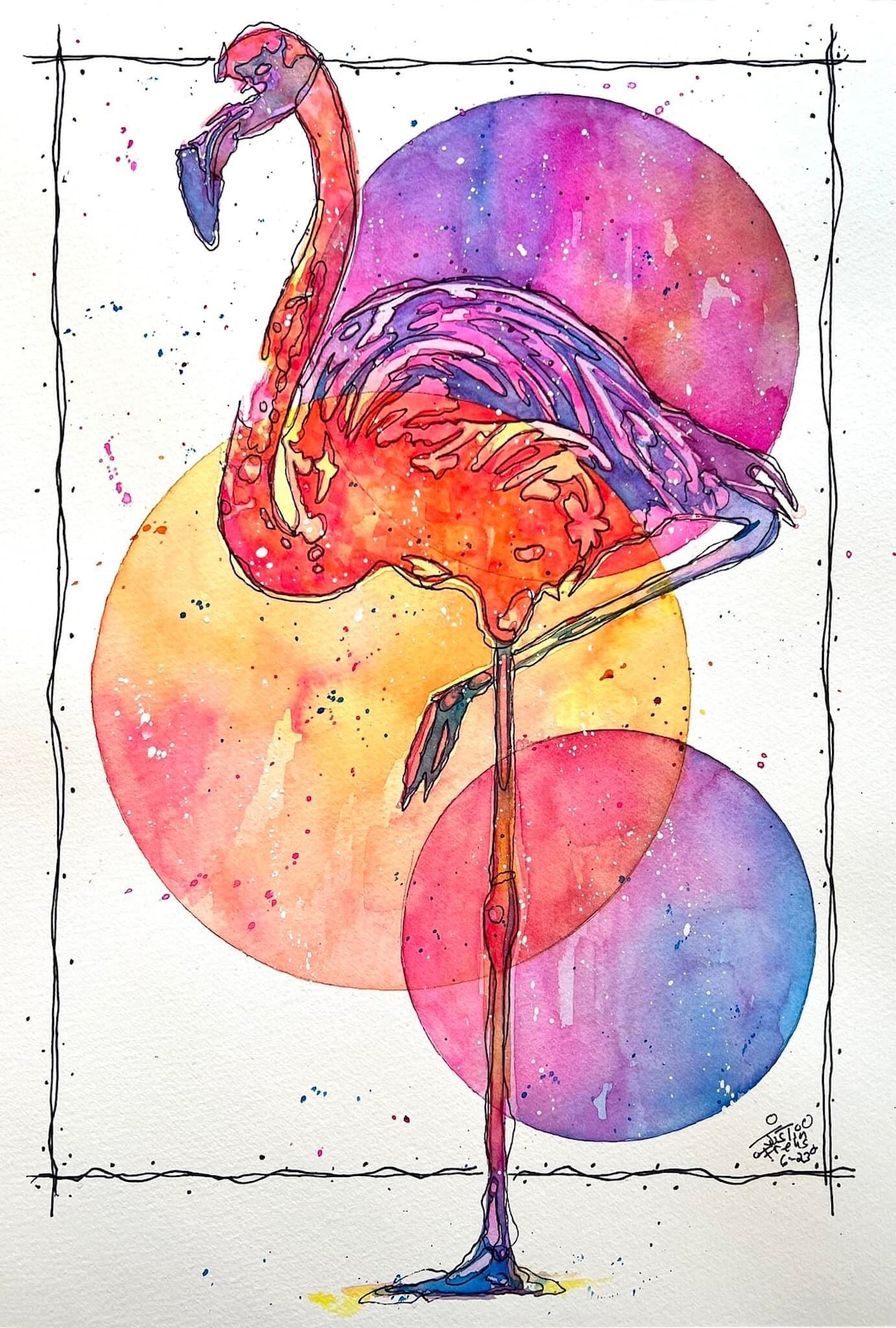 Flamingo Mid Century Modern Art Print, Wall Art, Bird Lover Gift, MCM ...