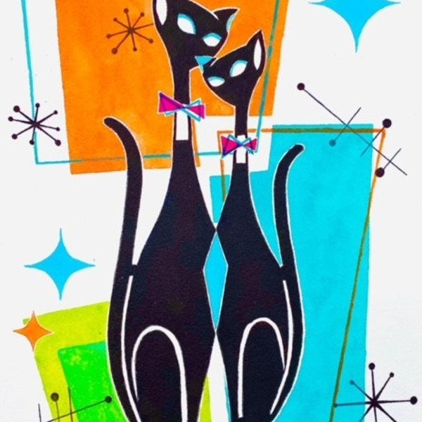 Modern Cat Art - Etsy