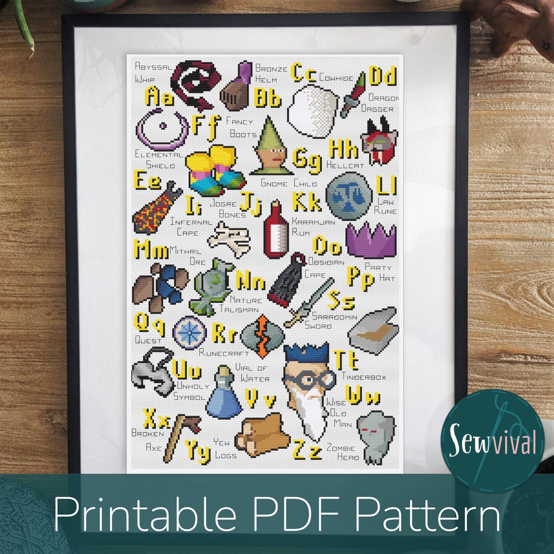 PATTERN PDF / Runescape Alphabet Sampler / Cross Stitch PDF Pattern - Etsy