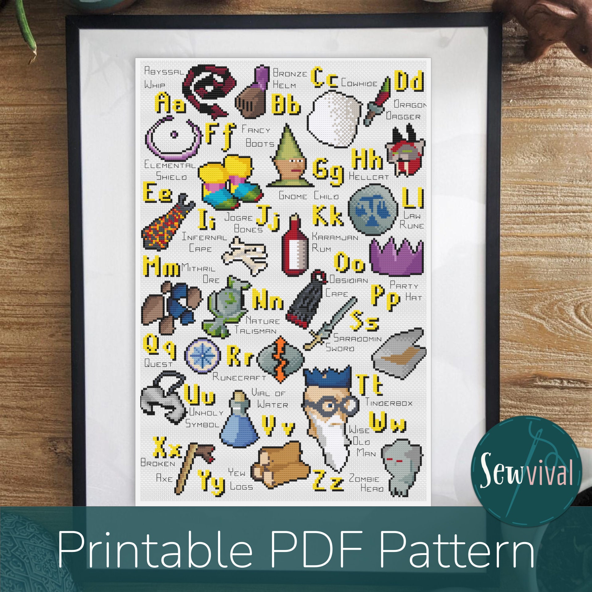 PATTERN PDF / Runescape Alphabet Sampler / Cross Stitch PDF Pattern - Etsy