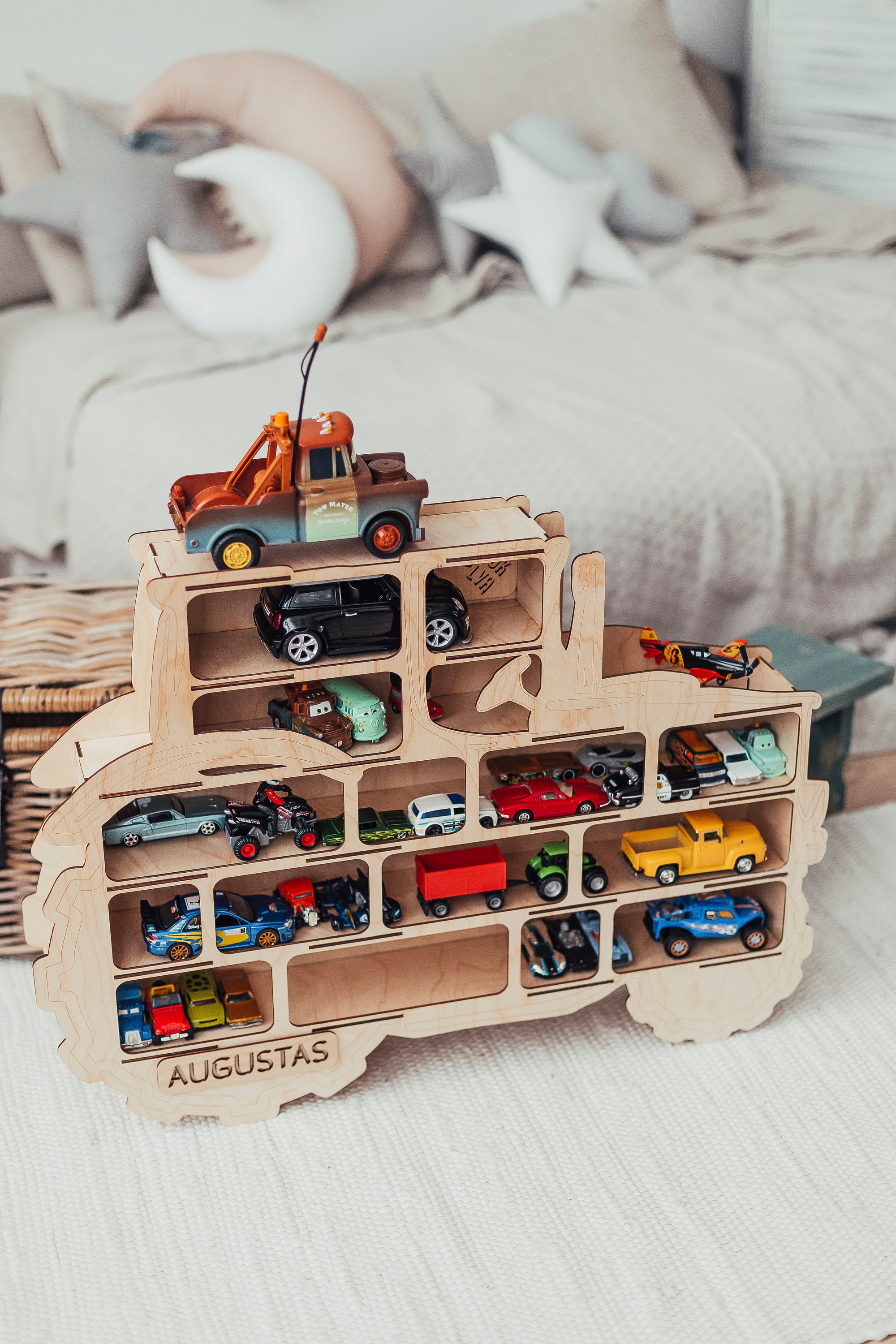 Toy Car Storage Tractor wooden Garrage Truck Shelf - Etsy