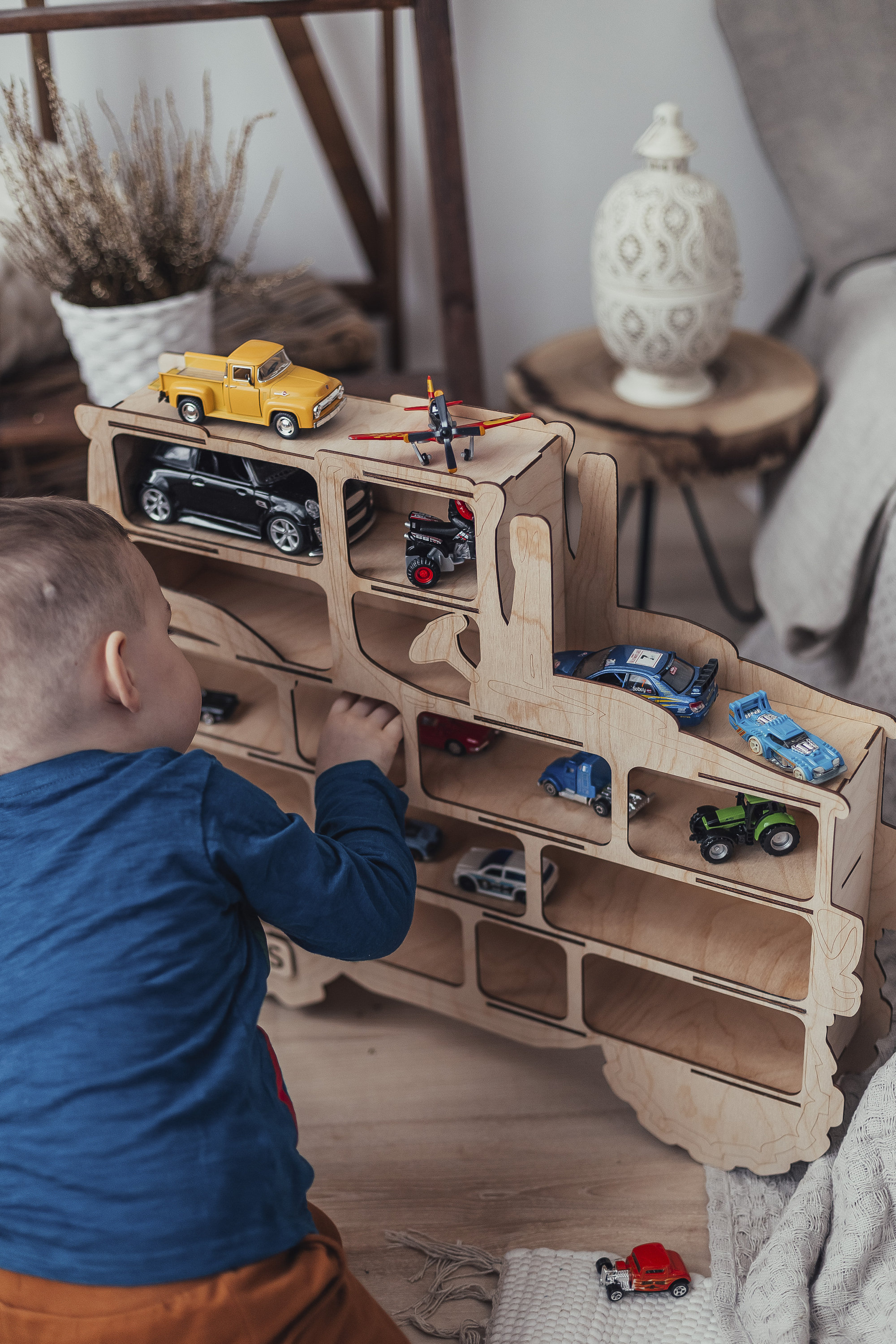 Toy Car Storage - Tractor (wooden Garrage Truck Shelf) - Etsy