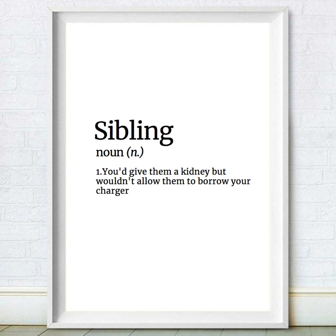 Sibling Definition Print | Etsy UK