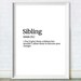 Sibling Definition Print - Etsy