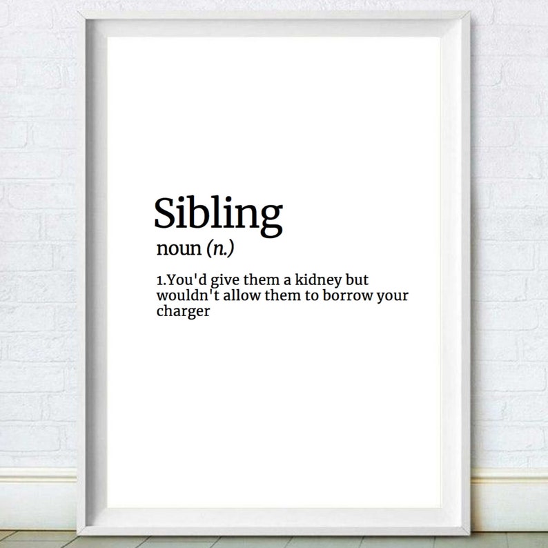 Sibling Definition Print | Etsy UK